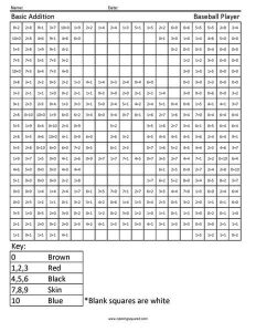 2G2 Baseball Player 2nd Grade Math - Coloring Squared